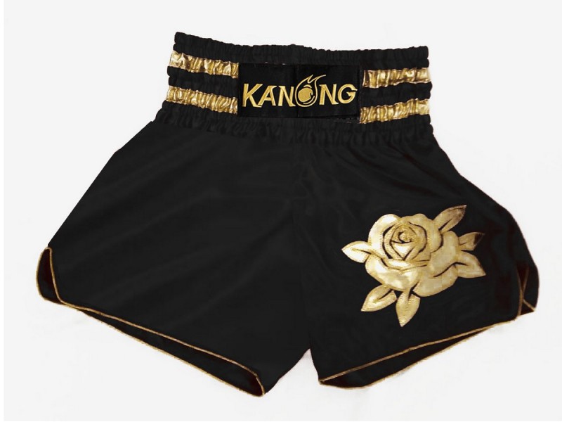 Short de Boxe Femme Kanong : KNSWO-403-Noir | LaboxeThai.com
