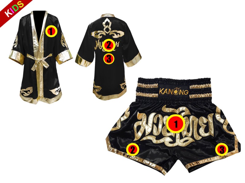 Robe de Combat Muay Thai + Muay Thai Short Personnalise pour Enfants ...